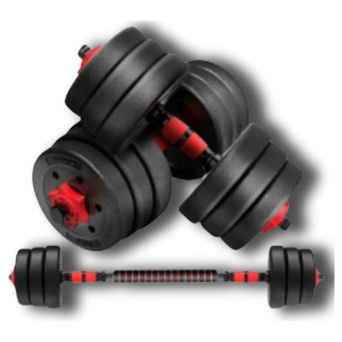 Adjustable Plastic Dumbbell 20KG with 2 Bars & long Bar | Amman Jordan ...